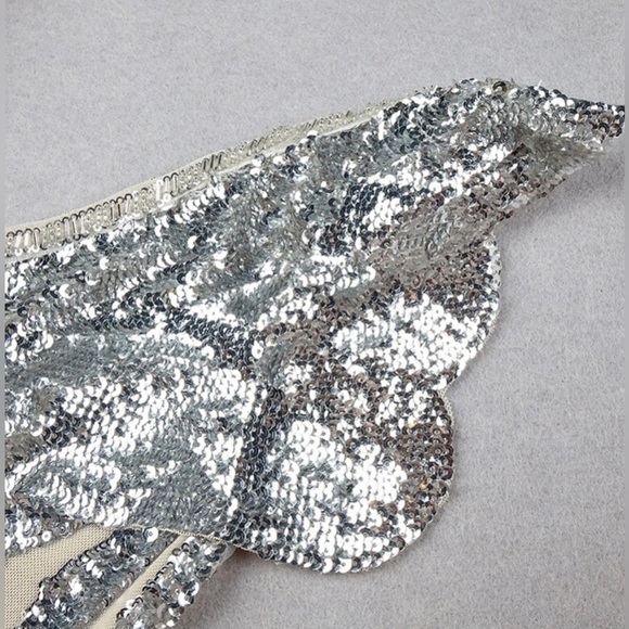 Dresses | Loved By You Glamours Silver Sequence Rhinestone Beading Maxi ...